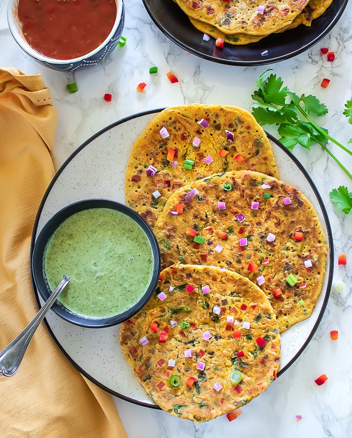 Besan ka puda (Chickpea Flour Crepes) Besan chilla recipe- Ruchiskitchen